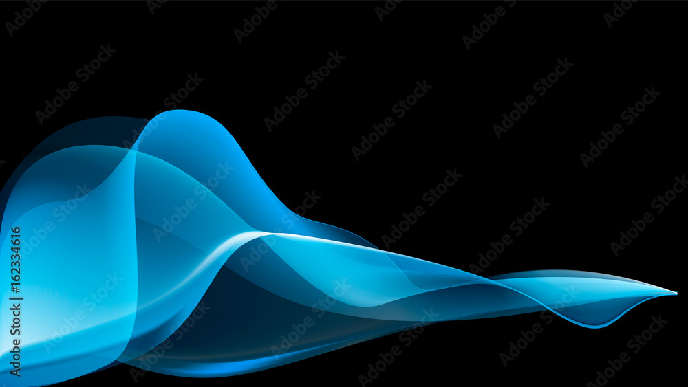 blue wavy lines on a black background Stock Vector | Adobe Stock