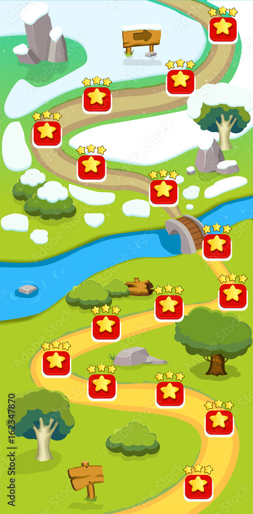 Cartoon Game Level Map Template Stock Vector | Adobe Stock