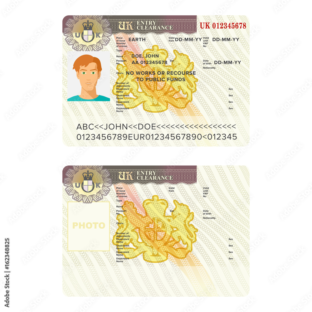 United Kingdom or England visa passport sticker templates. Stock Vector ...