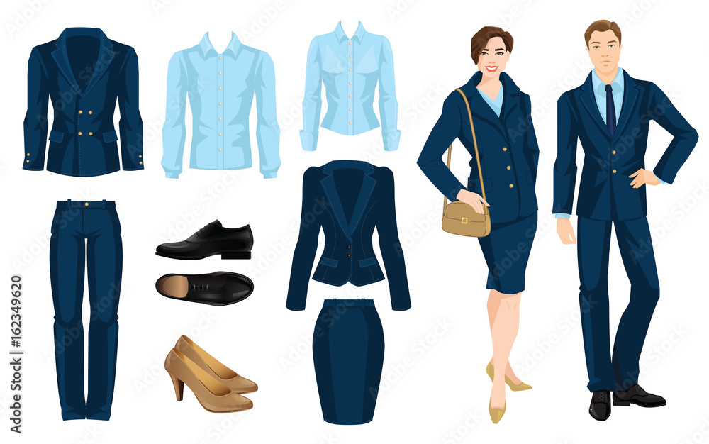 Vector illustration of corporate dress code. Office uniform. Clothes ...