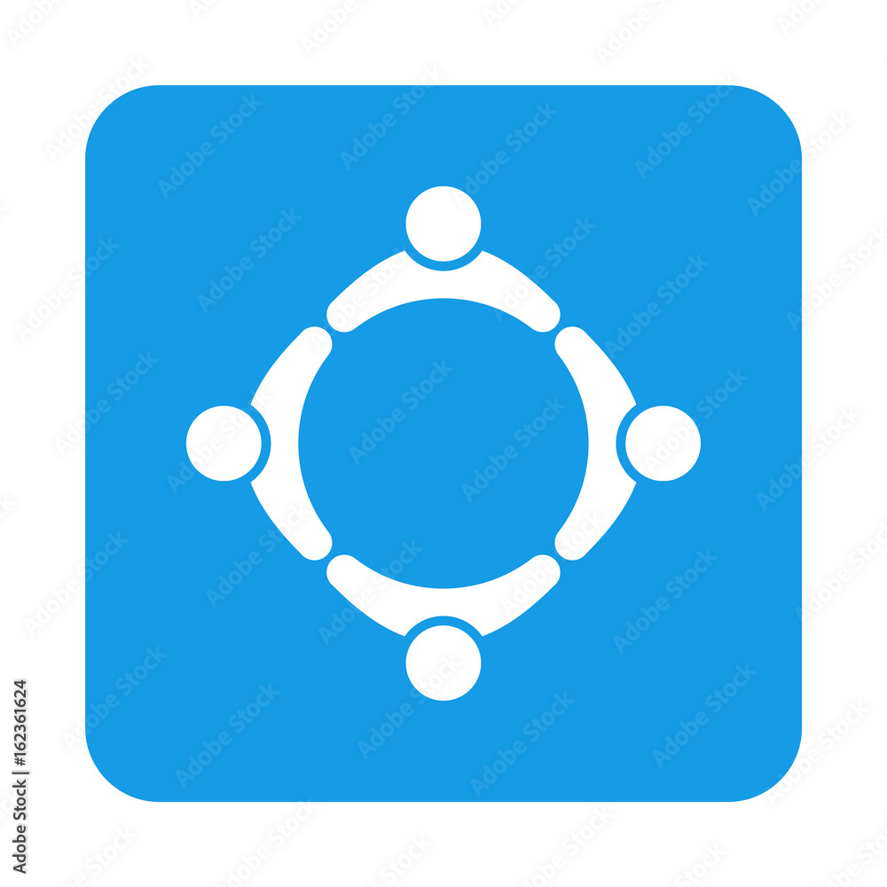 Icono plano circulo personas en cuadrado azul Stock Illustration ...