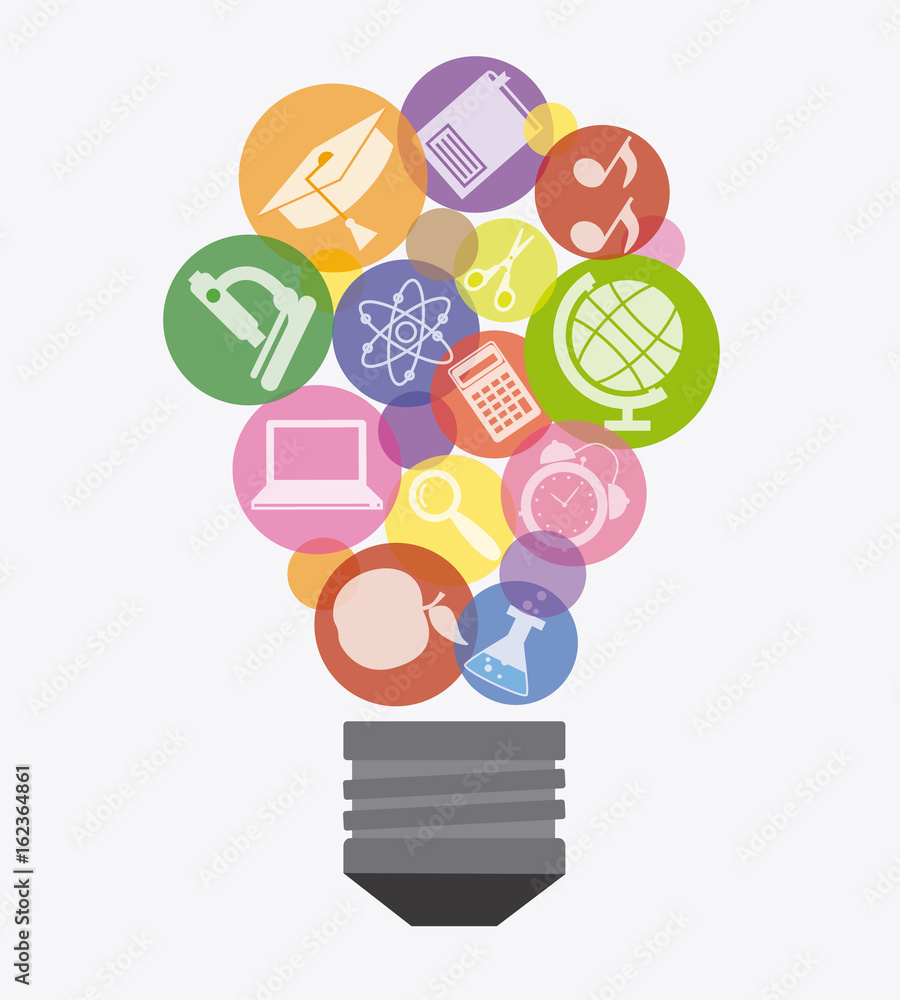 Education icons inside a light bulb Stock Vector | Adobe Stock