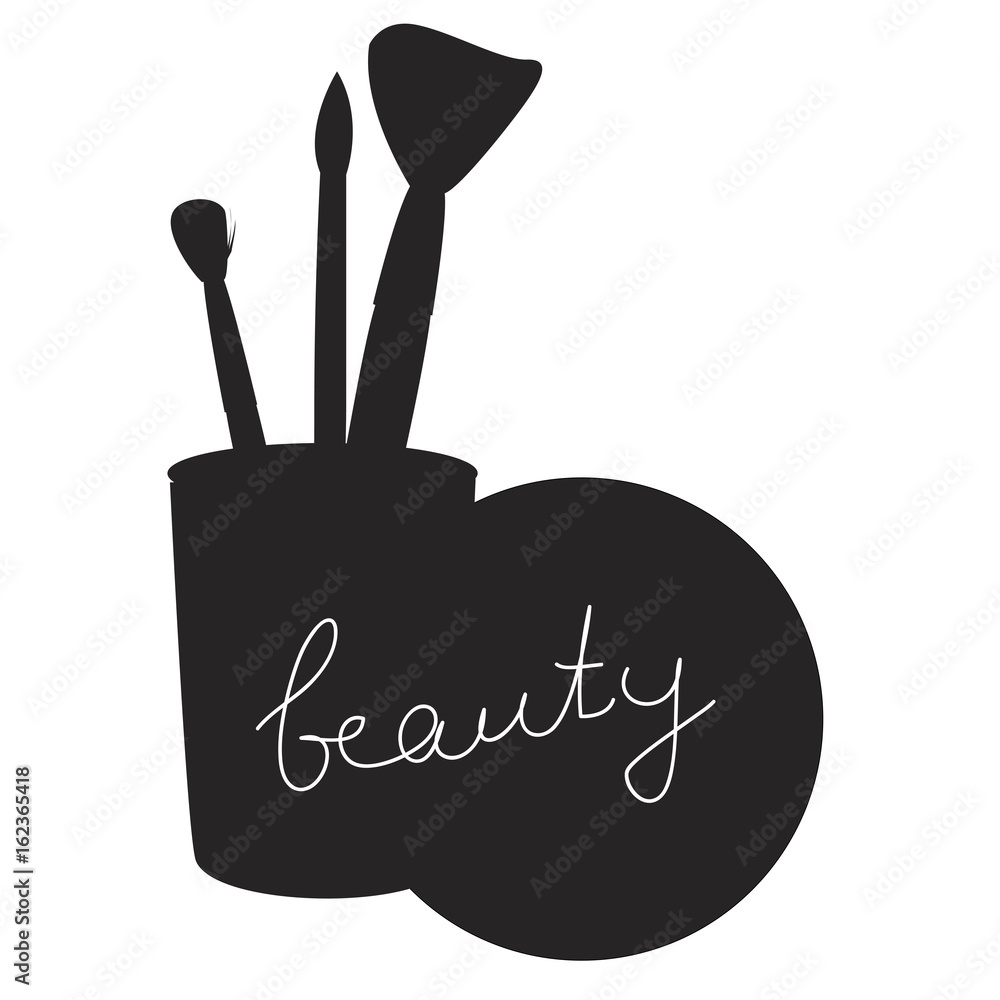 Beauty inscription on black silhouette. Isolated on white background ...