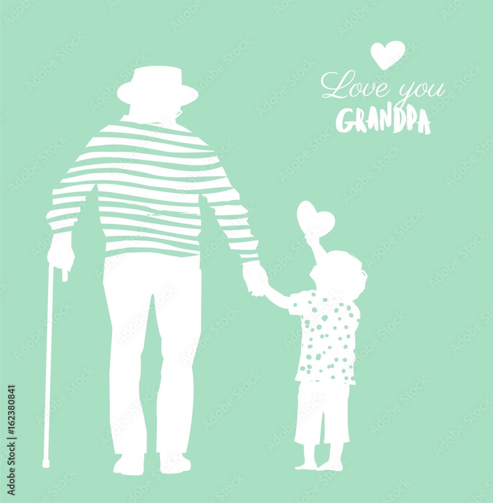 Happy Grandparents Day flyer, banner or poster, silhouette of a ...