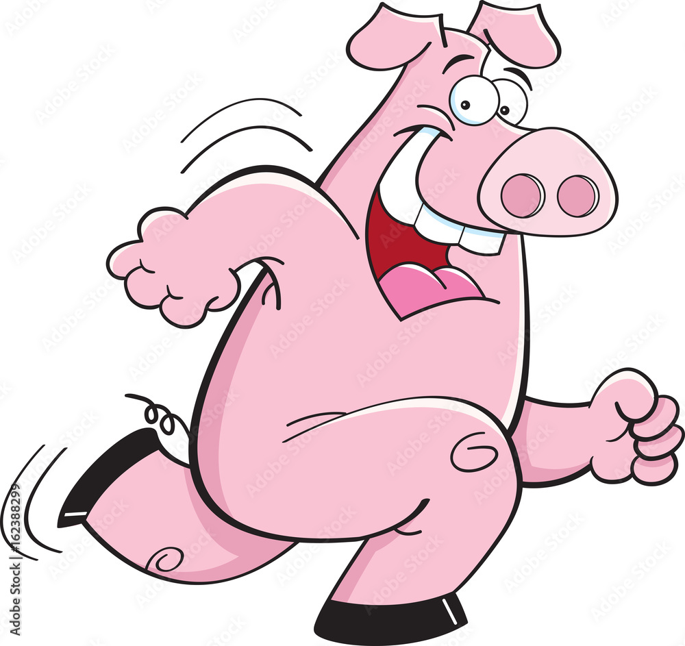 Cartoon illustration of a pig running. Stock Vector | Adobe Stock