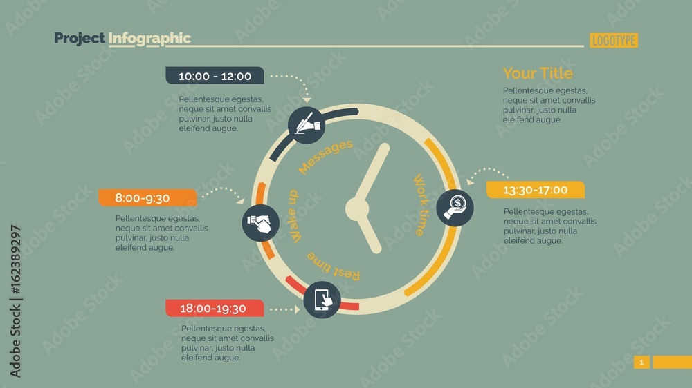 Clock Infographic Diagram Slide Template Stock Vector | Adobe Stock