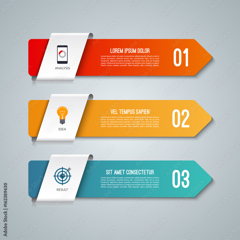 Arrow infographic elements. Business concept with 3 options. Vector ...