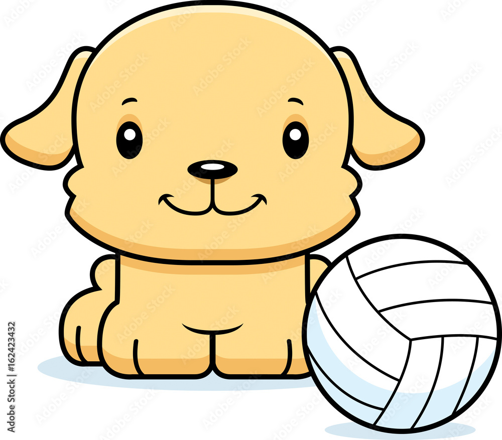 Cartoon Smiling Volleyball Player Puppy Stock Vector | Adobe Stock