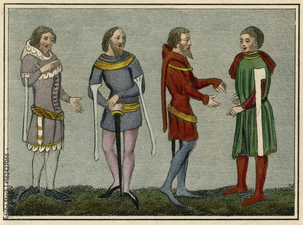 Four 14th century Men. Date: 14th century Stock Photo | Adobe Stock
