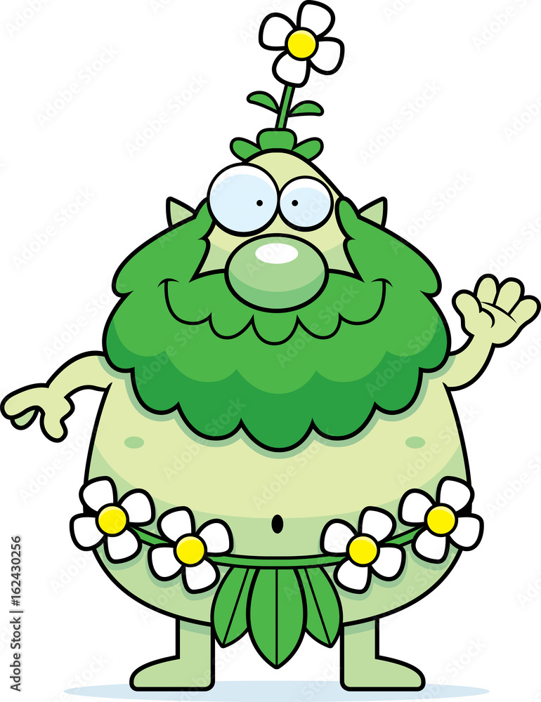 Cartoon Forest Sprite Waving Stock Vector | Adobe Stock