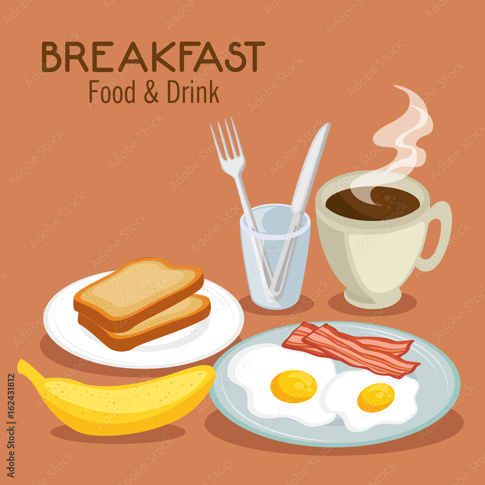 breakfast concept with food and drinks vector illustration graphic ...