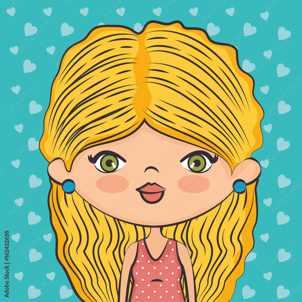 cute half body girl vector illustration graphic design Stock Vector ...