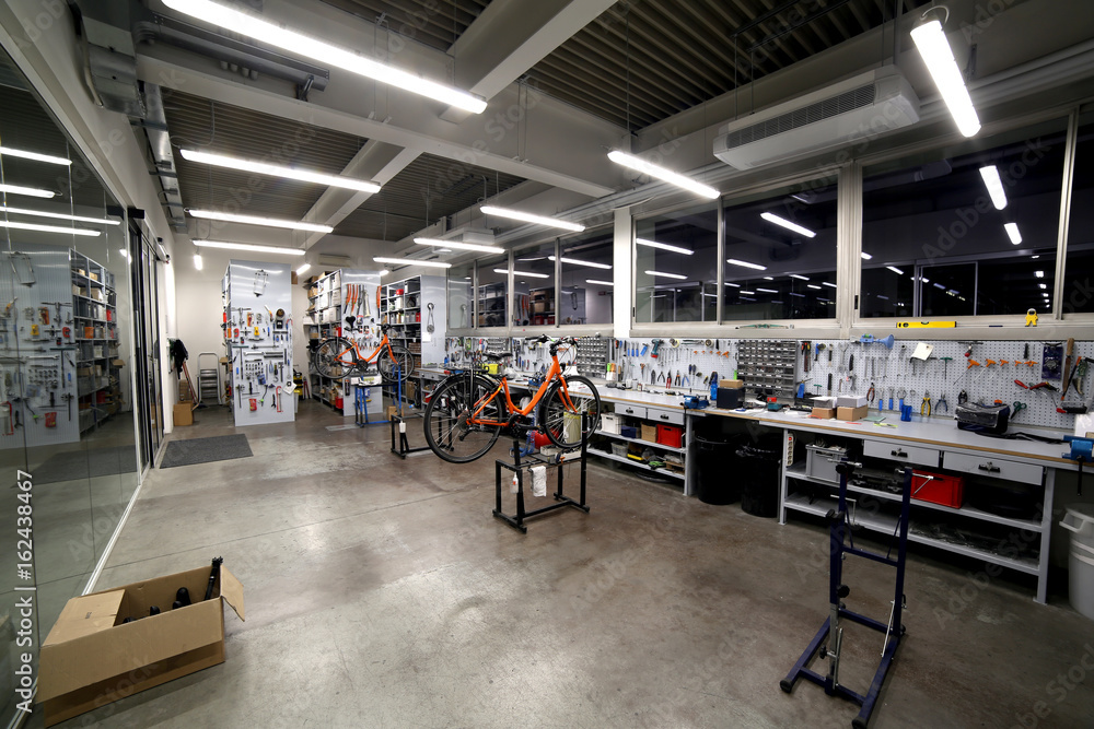 Inside a mechanical workshop for the maintenance and fine tuning Stock ...