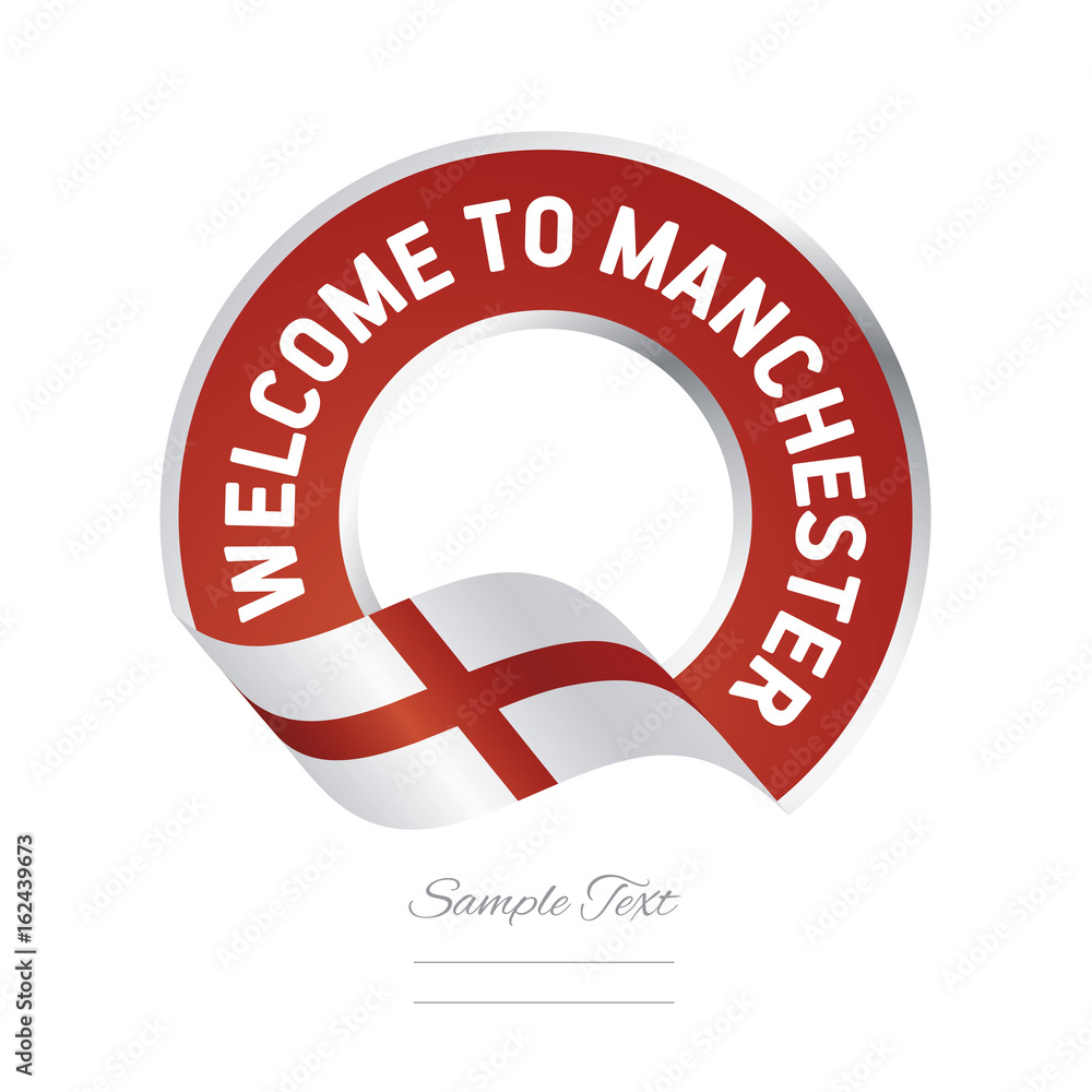 Welcome to Manchester England flag logo icon Stock Vector | Adobe Stock