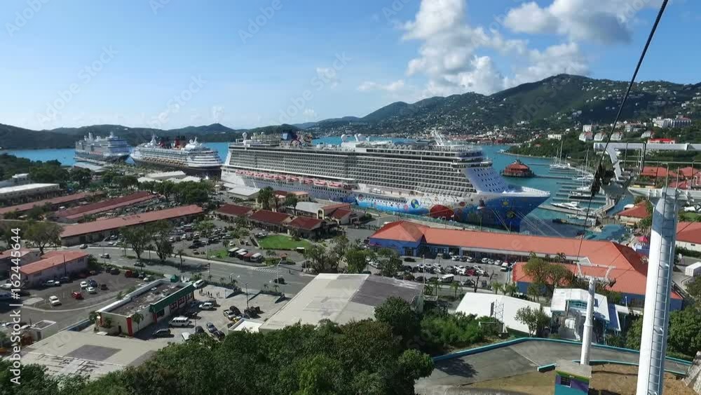 Enjoying a ride via cable car on the Saint Thomas island;Saint Thomas ...