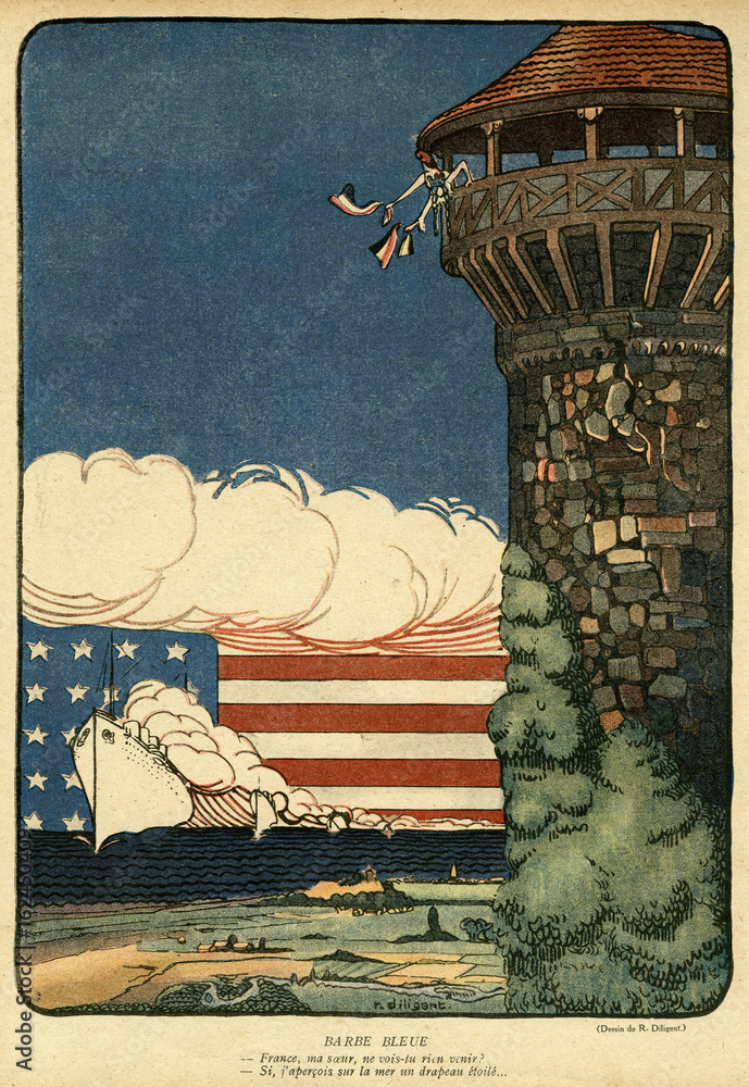 Cartoon Bluebeard WW1. Date: 1919 Stock Photo | Adobe Stock