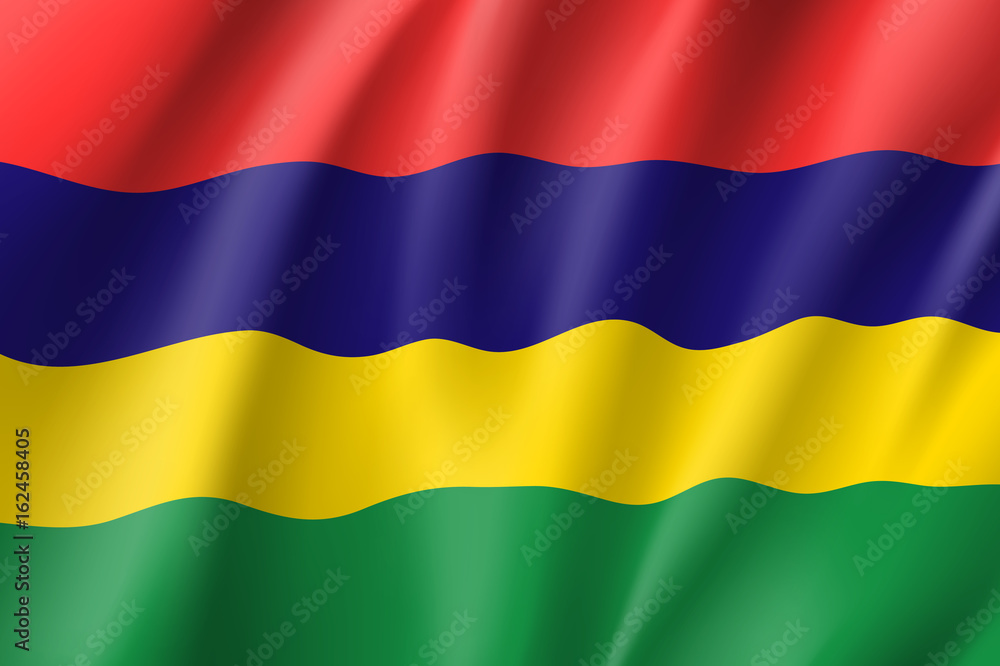 Waving flag of Mauritius. Symbol african state in proportion correctly ...