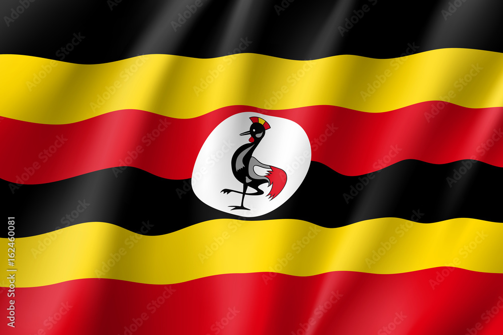 Waving flag of Uganda. Symbol african state in proportion correctly and ...