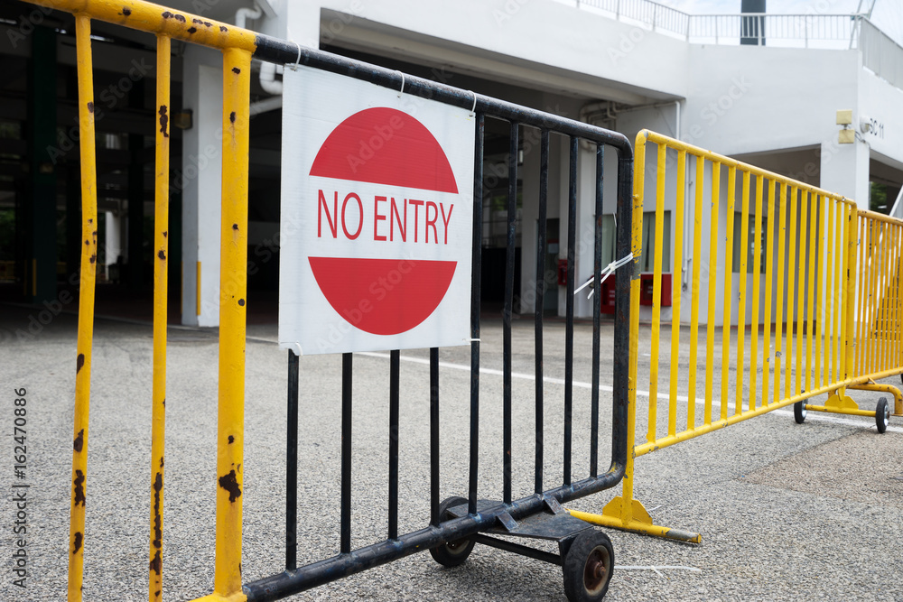 sign of no entry on railing Stock Photo | Adobe Stock
