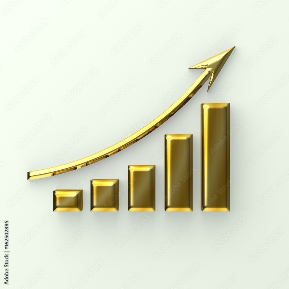 Business Success Bar Graph Curve. 3D Render Illustration Stock ...