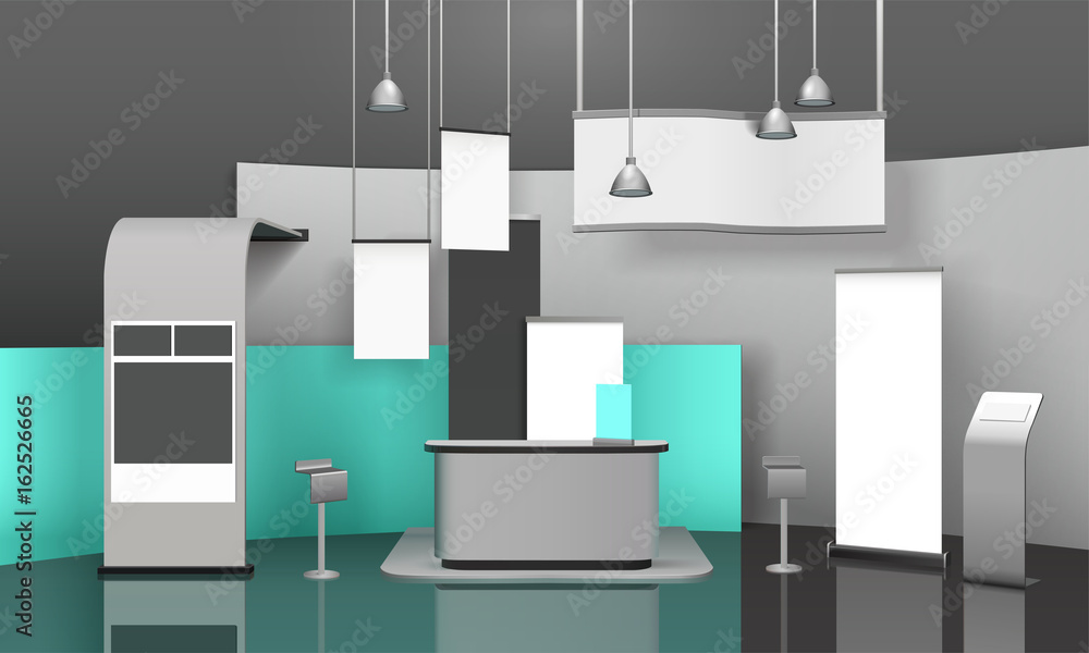 Showcase Exhibit Booth Composition Stock Vector | Adobe Stock