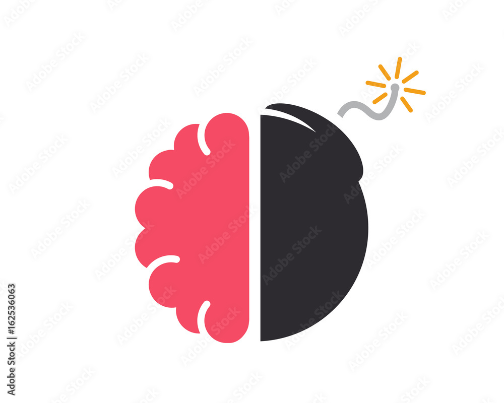 logo design combination of a brain and bomb. Brain and bomb symbol or ...