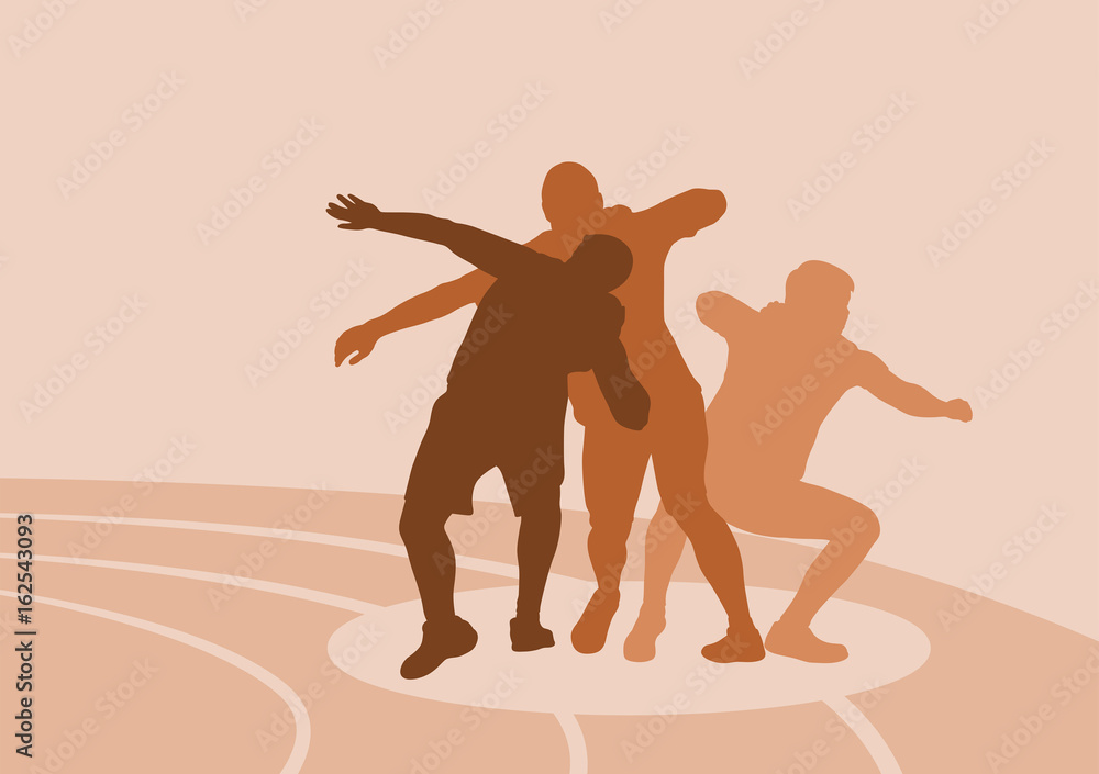 Shot put athlete track and field athletics vector background concept ...