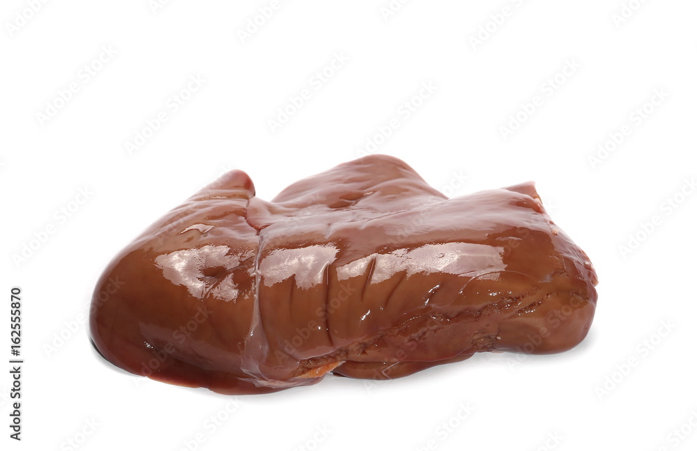Raw goat liver isolated on white background Stock Photo | Adobe Stock