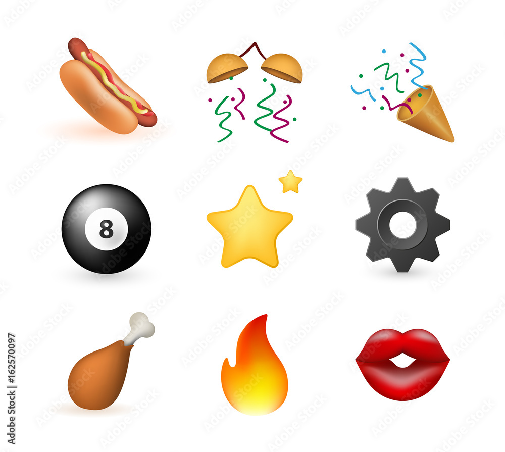 9 Emoticon on White Background. Isolated Vector Illustration Stock ...