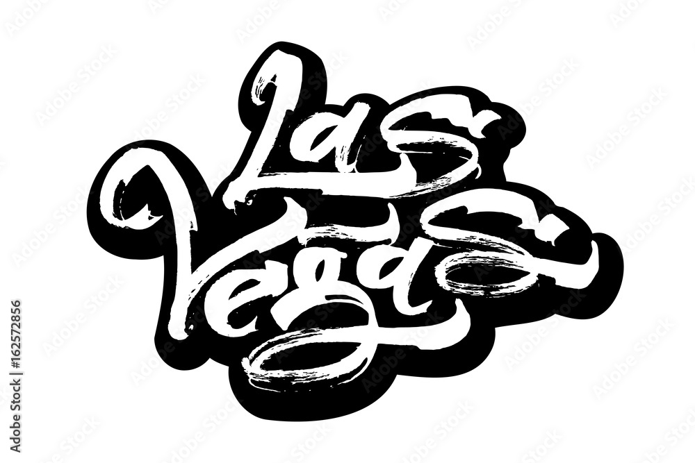 Las Vegas. Sticker. Modern Calligraphy Hand Lettering for Serigraphy ...