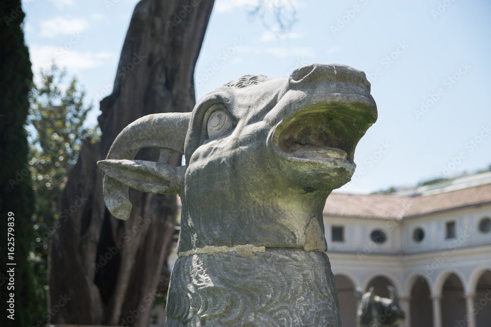Ancient statue of goat in baths of Diocletian (Thermae Diocletiani) in ...
