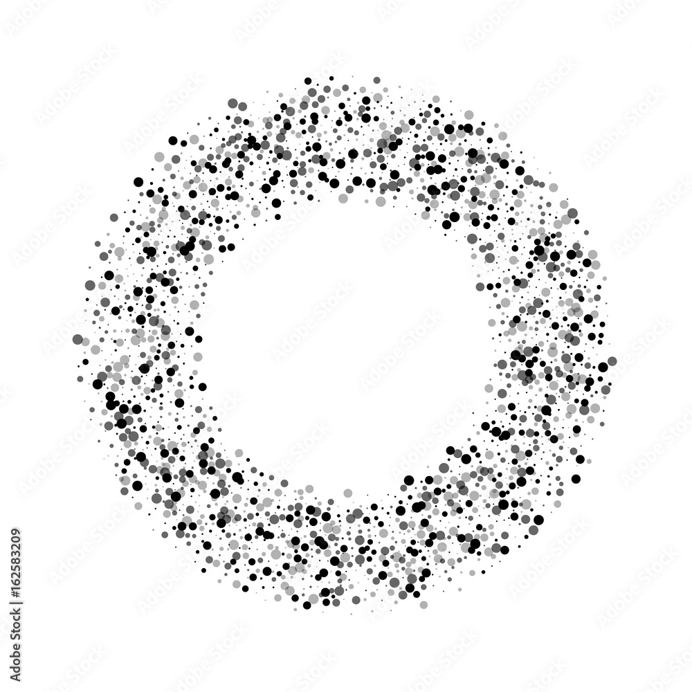 Dense black dots. Bagel frame with dense black dots on white background ...