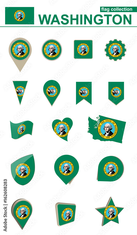 Washington Flag Collection. Big set for design. Stock Vector | Adobe Stock