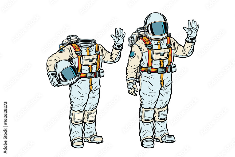 Astronaut in spacesuit and mockup without a head Stock Vector | Adobe Stock