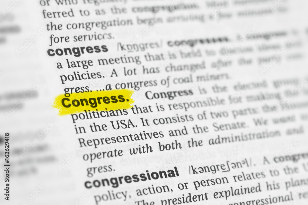 Highlighted English word "Congress" and its definition at the ...