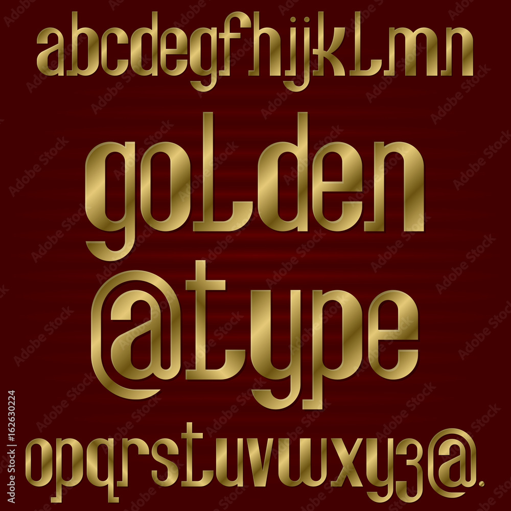 Lower case golden typeface. Gold lowercase letters font. Isolated ...