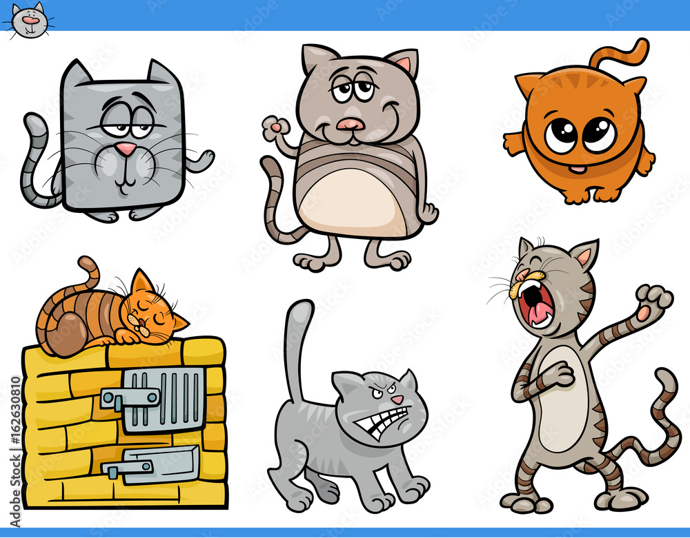 cartoon cat characters collection Stock Vector | Adobe Stock