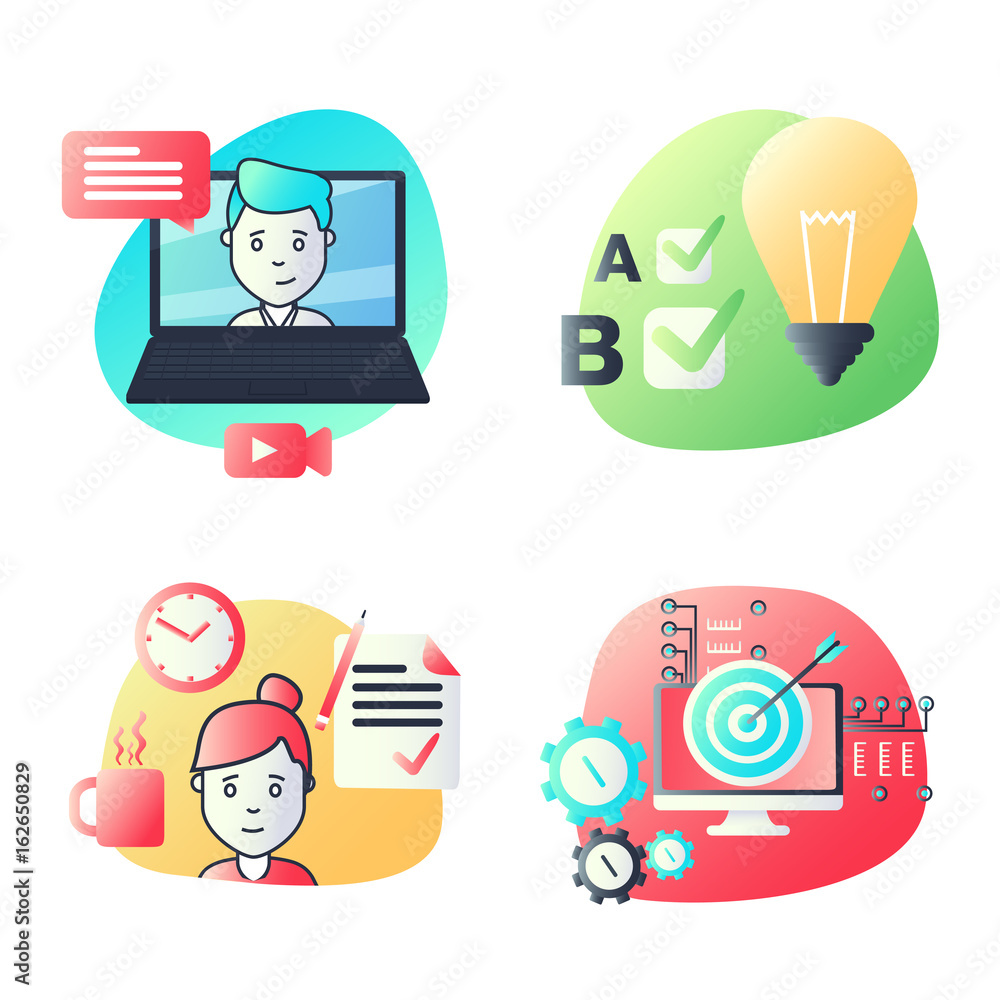 Material design icons set for education, video tutorials, online ...