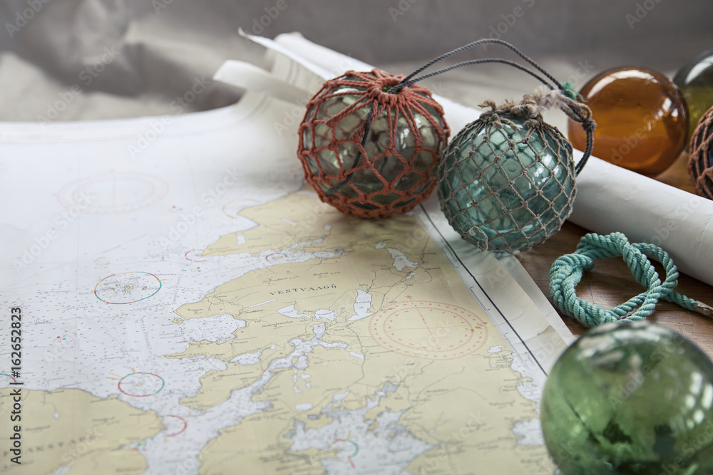 Sea Chart and floating balls Stock Photo | Adobe Stock