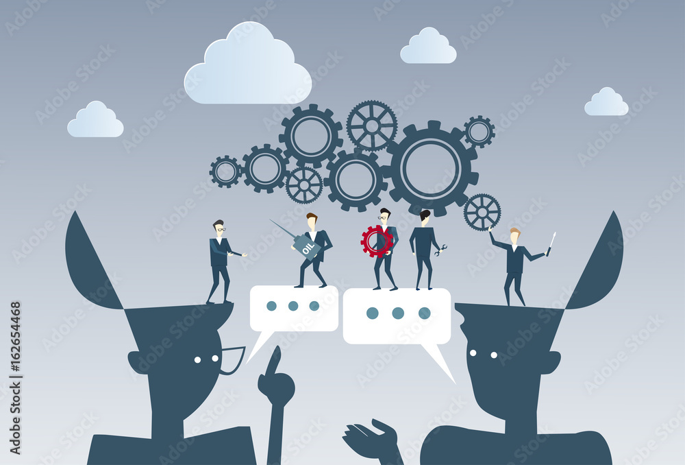 Business People Group Under Cog Wheel Work Together Brainstorming ...