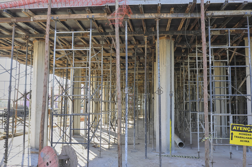 Casted Concrete Column At The Construction Site. Provided Protruding ...