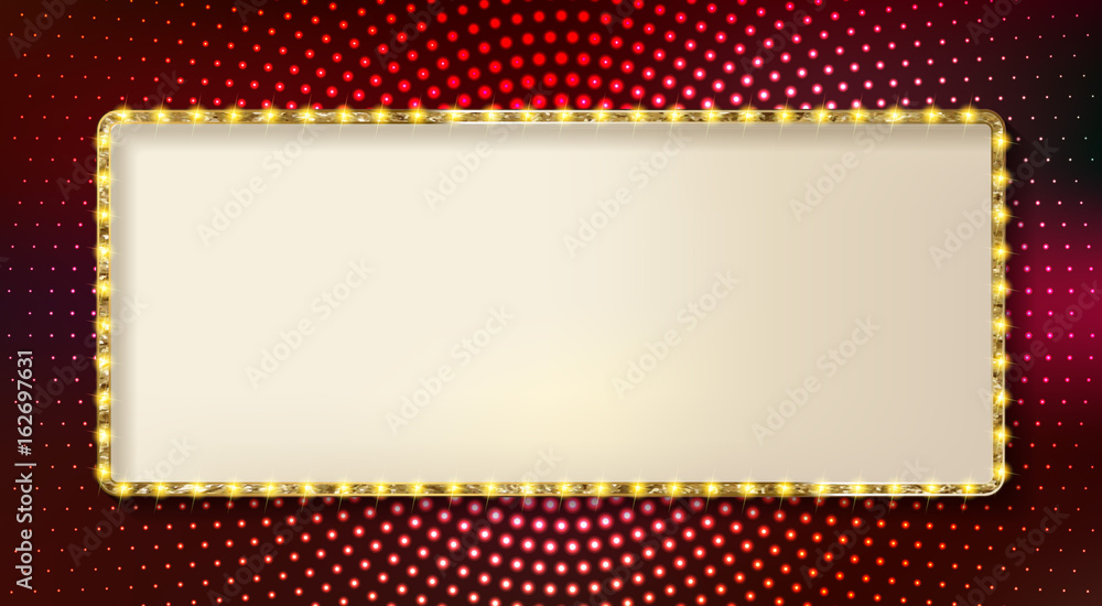 Colorful retro marquee stylish frames with light bulbs. Vector empty ...