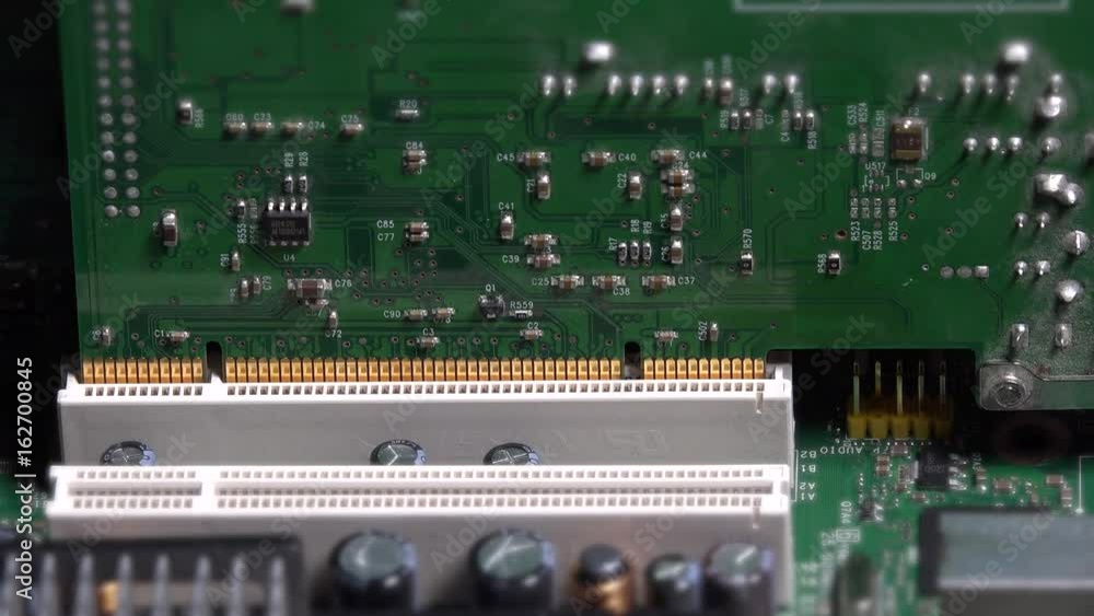 Hand insert pci card into main board slot on desktop computer Stock ...