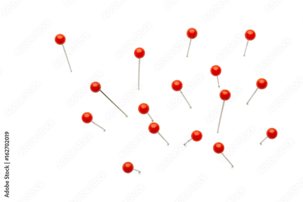 Push pins isolated on white background. Stock Photo | Adobe Stock