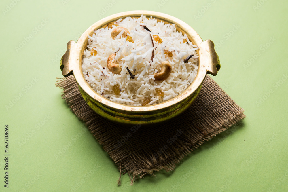 coconut rice, coconut sweet rice, also known as narali bhat in marathi ...