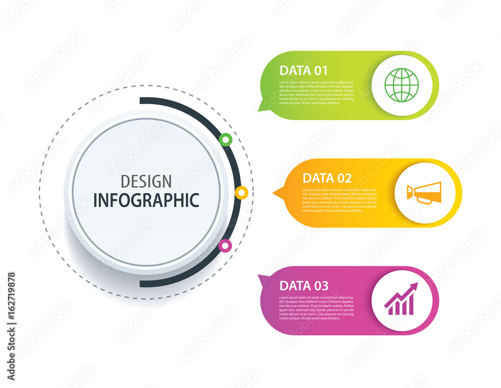 3 infographic design vector and marketing icon.Can be used for workflow ...
