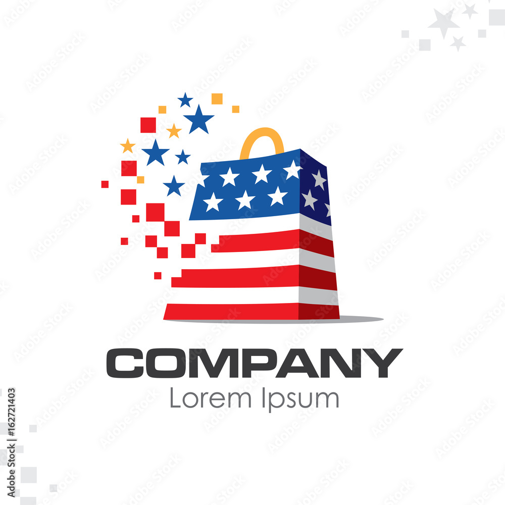 American patriotic shopping bag logo design template Stock Vector ...