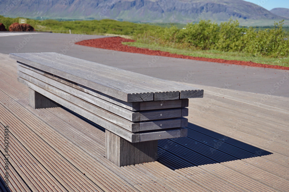 High quality luxurious brand new bench made of wooden boards in the ...