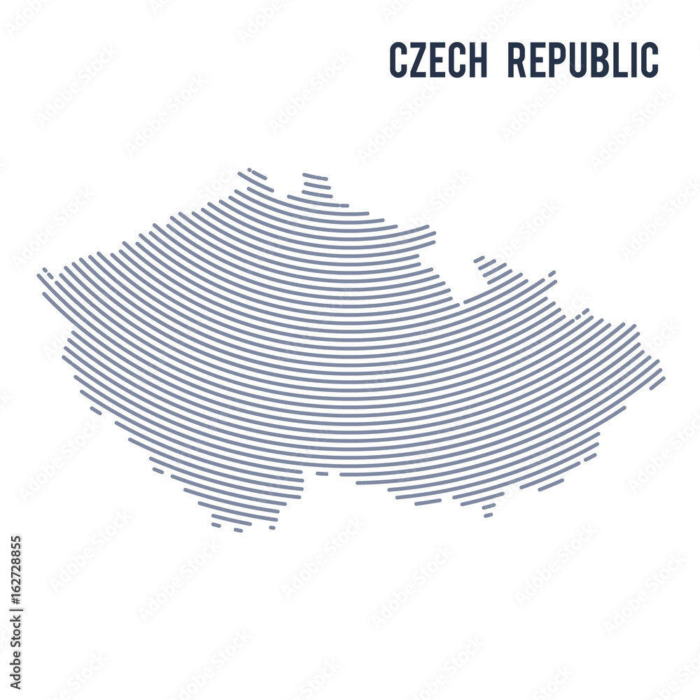 Vector Abstract Hatched Map Of Czech Republic With Curve Lines Isolated On A White Background