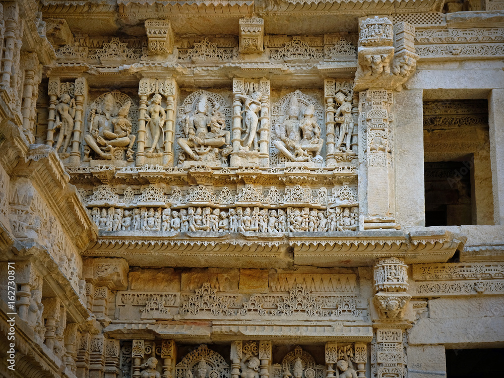 Some of the 800 sculptures at the 11th century Queens Stepwell, or Rani ...
